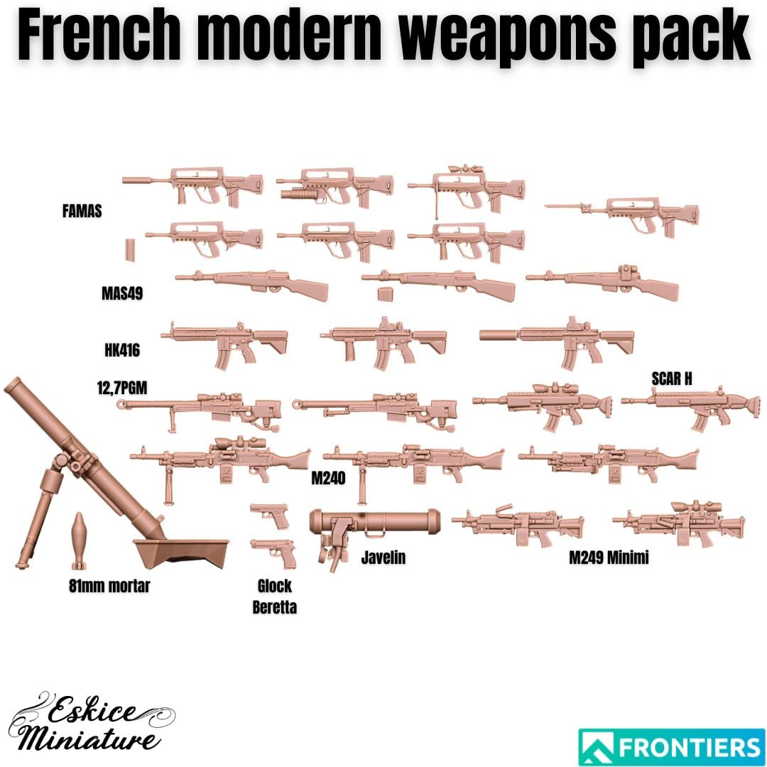 French Modern Weapons pack - 28mm by Eskice Miniature - Wargaming3D