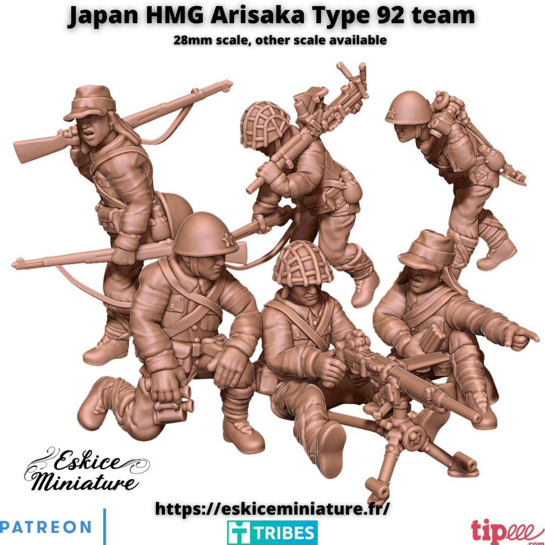 Japan HMG Arisaka T92 with crew - 28mm by Eskice Miniature - MiniHoarder