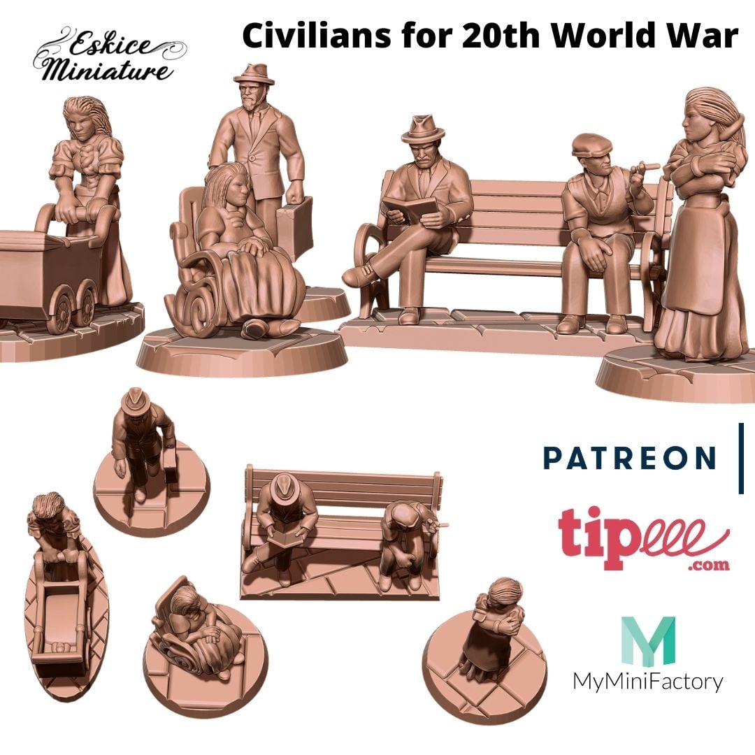 Civilian set 1 - 28mm by Eskice Miniature - Wargaming3D