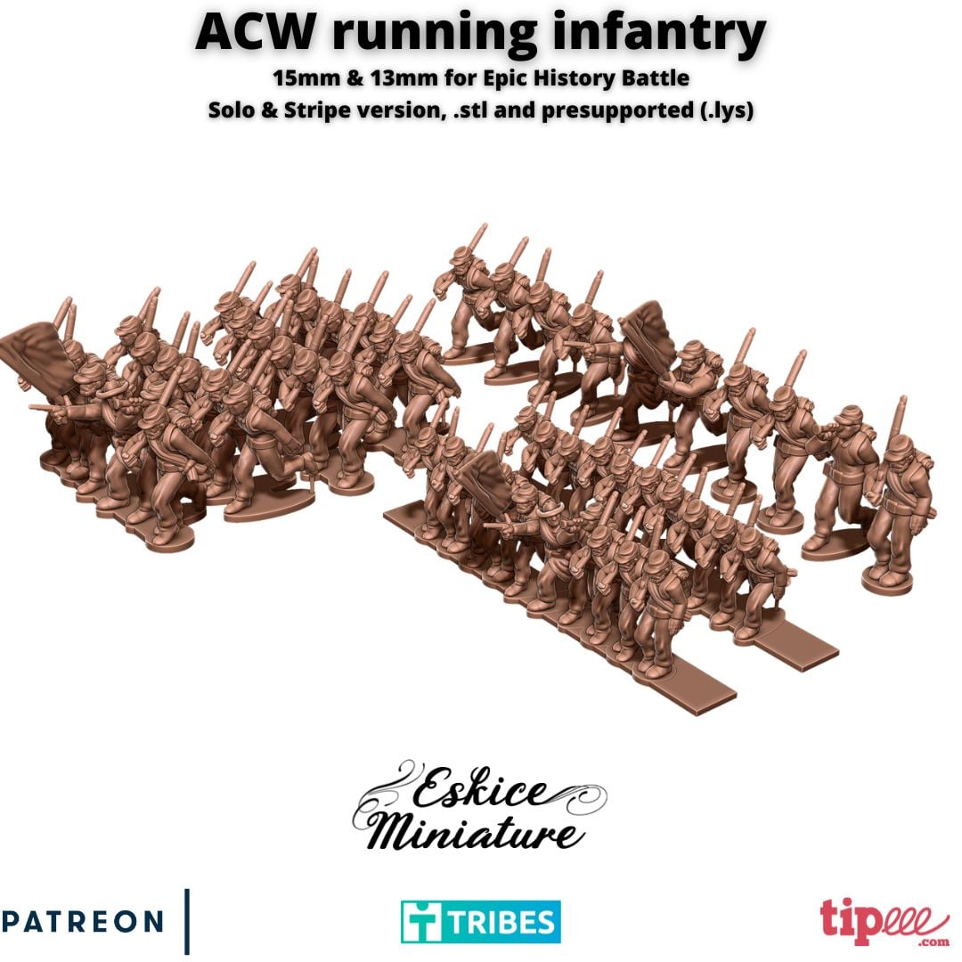 ACW running infantry - 15mm EHB by Eskice Miniature - Wargaming3D