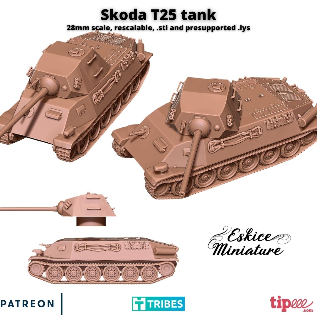 Skoda T25 tank - 28mm by Eskice Miniature - Wargaming3D