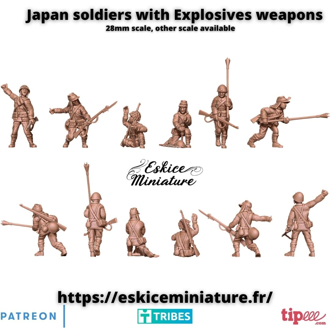 Japan soldiers with explosives weapons - 28mm by Eskice Miniature ...