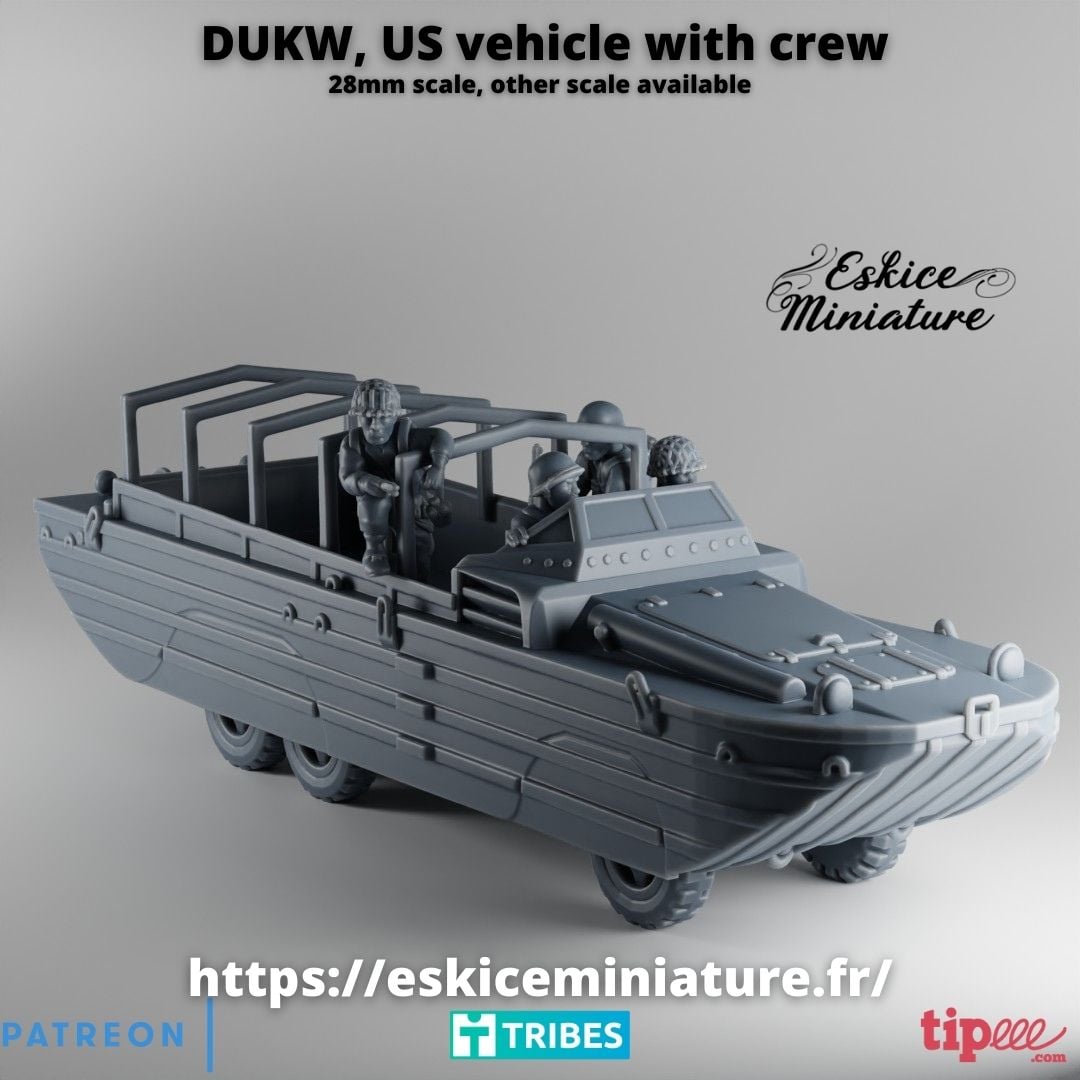 DUKW, US vehicle with crew - 28mm by Eskice Miniature - Wargaming3D