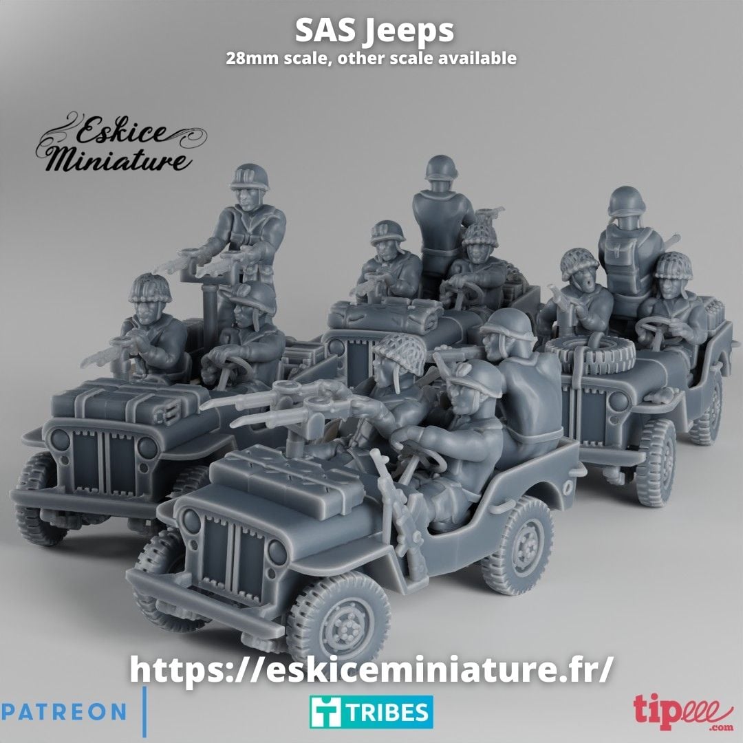 SAS Jeeps - 28mm by Eskice Miniature - Wargaming3D