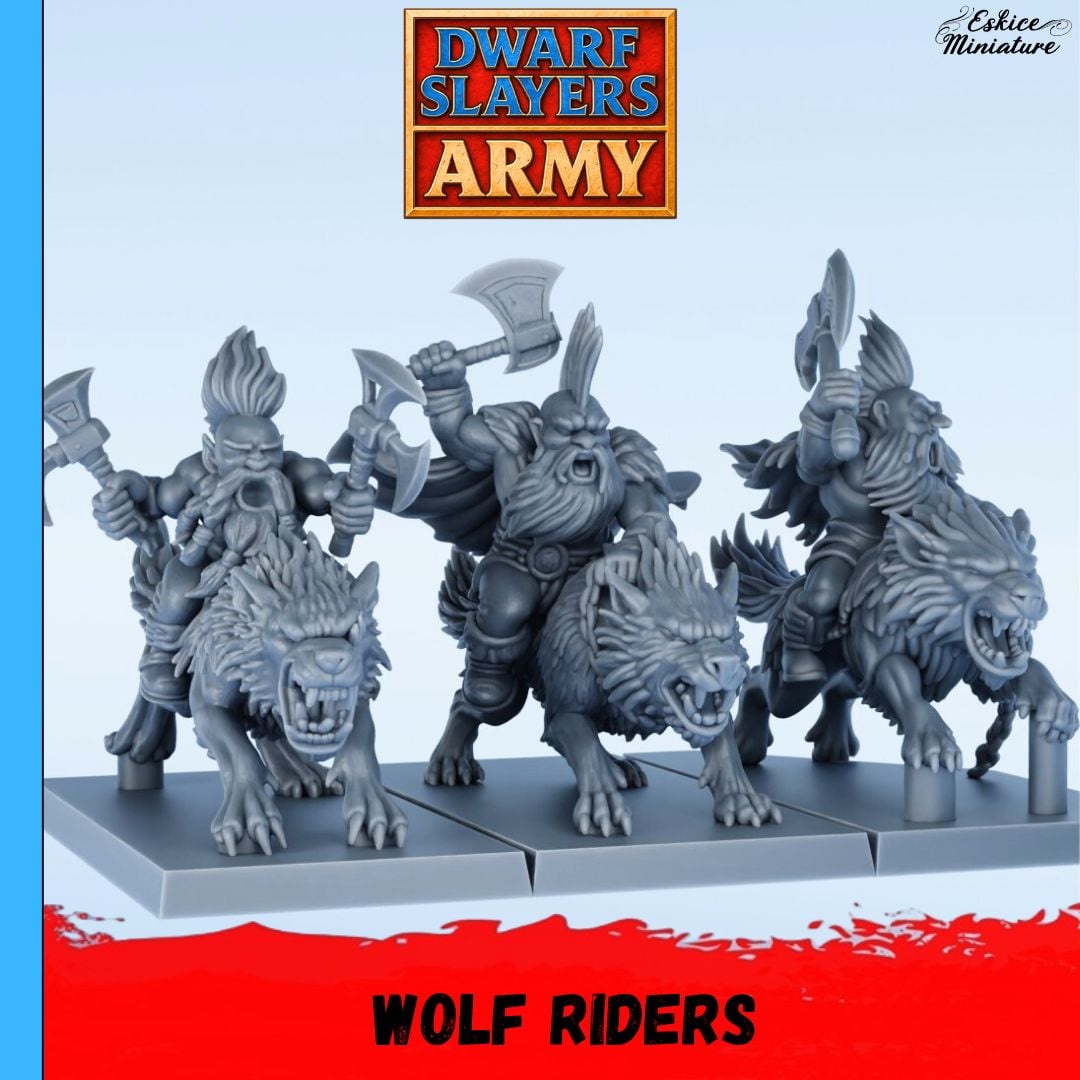 Dwarf Wolf Riders - 28mm by Eskice Miniature - MiniHoarder