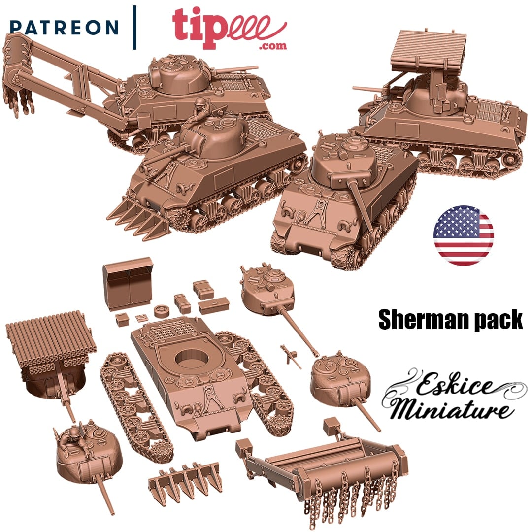 Sherman pack - 28mm by Eskice Miniature - Wargaming3D