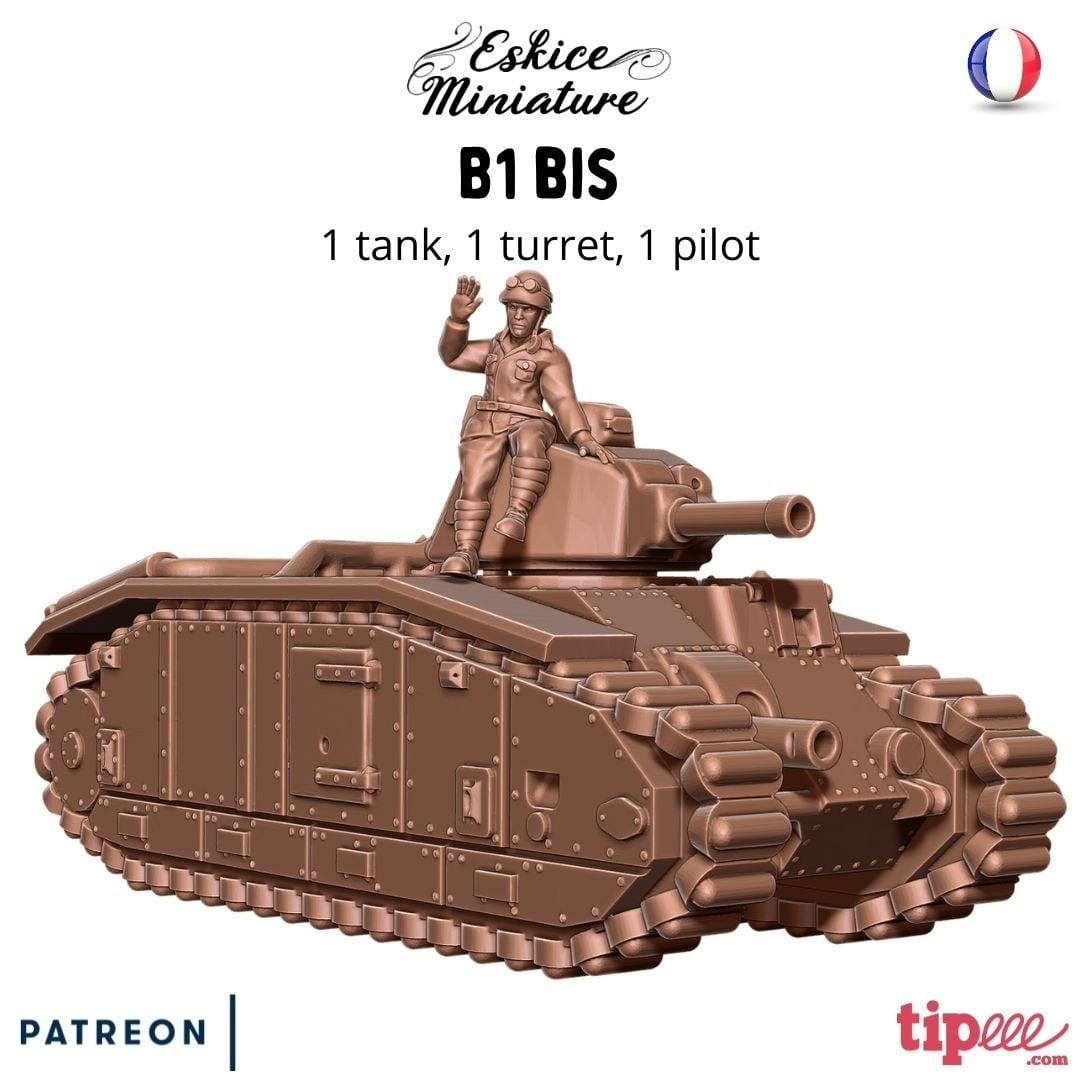 B1 bis with pilot - 28mm by Eskice Miniature - Wargaming3D