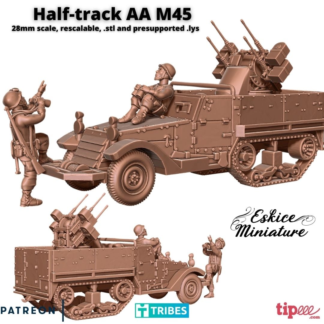 M45 AA Half-track with crew - 28mm by Eskice Miniature - Wargaming3D