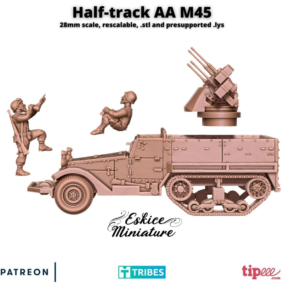 M45 AA Half-track with crew - 28mm by Eskice Miniature - Wargaming3D
