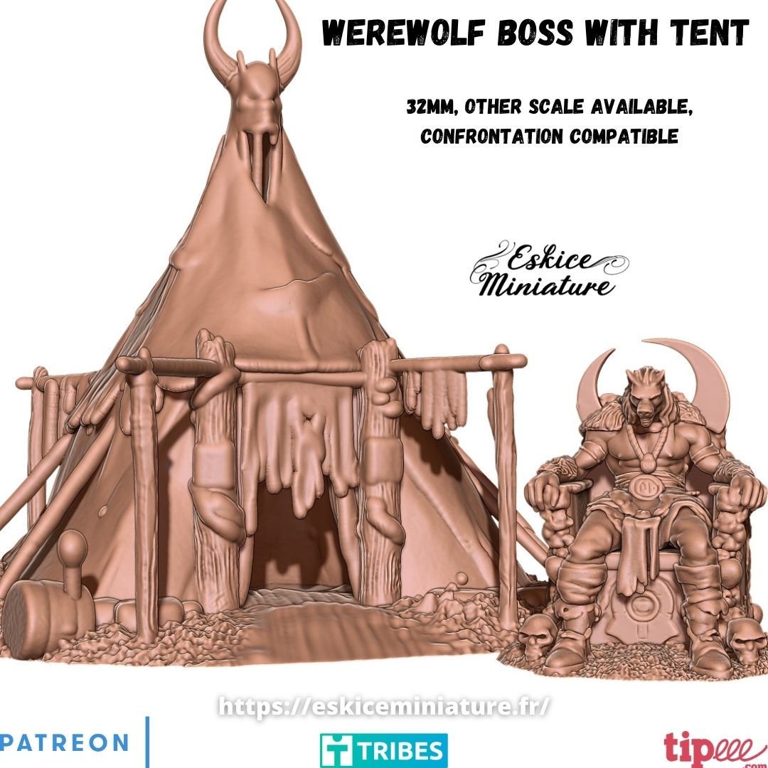 Werewolf Boss with tent - 32mm by Eskice Miniature - MiniHoarder