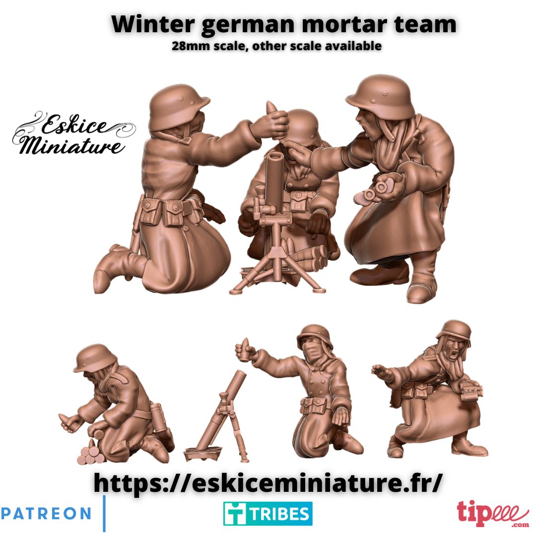 Winter german mortar team - 28mm by Eskice Miniature - Wargaming3D