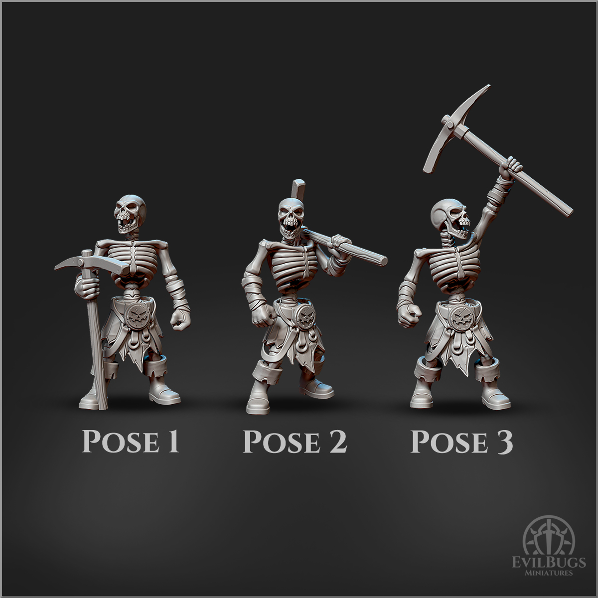 Skeleton Grave Keeper 28mm/32mm/54mm by Evil Bugs - MiniHoarder