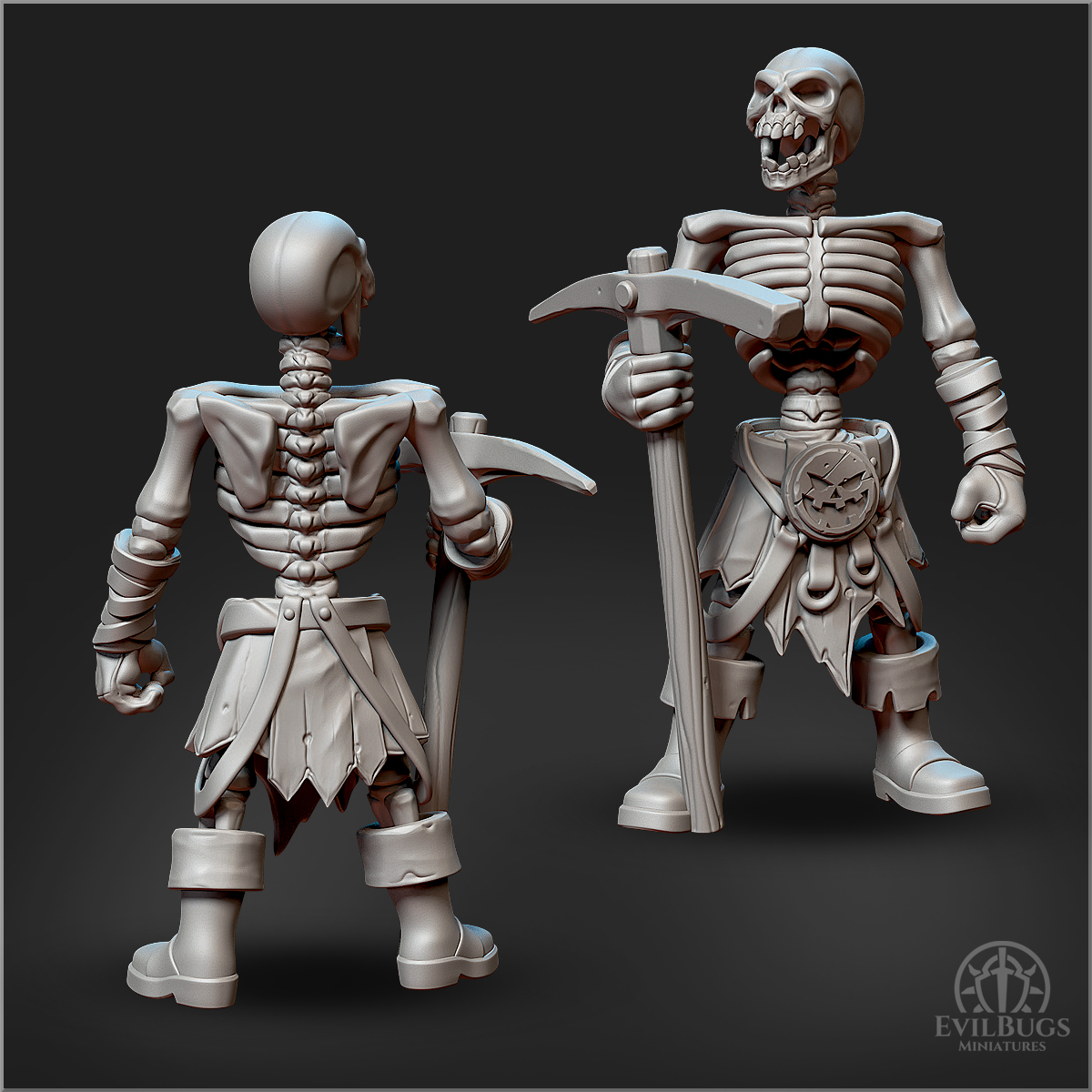 Skeleton Grave Keeper 28mm/32mm/54mm by Evil Bugs - MiniHoarder