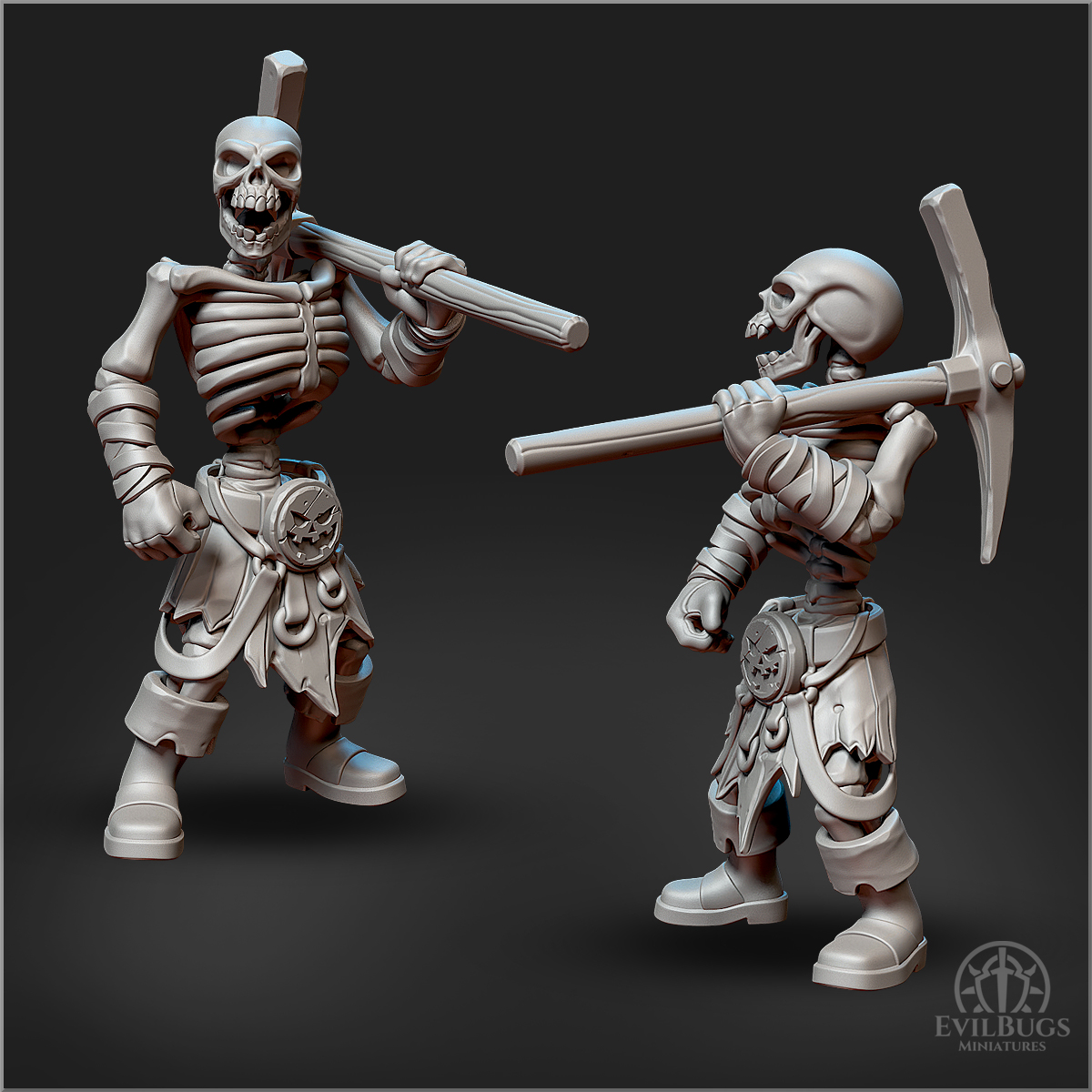Skeleton Grave Keeper 28mm/32mm/54mm by Evil Bugs - MiniHoarder