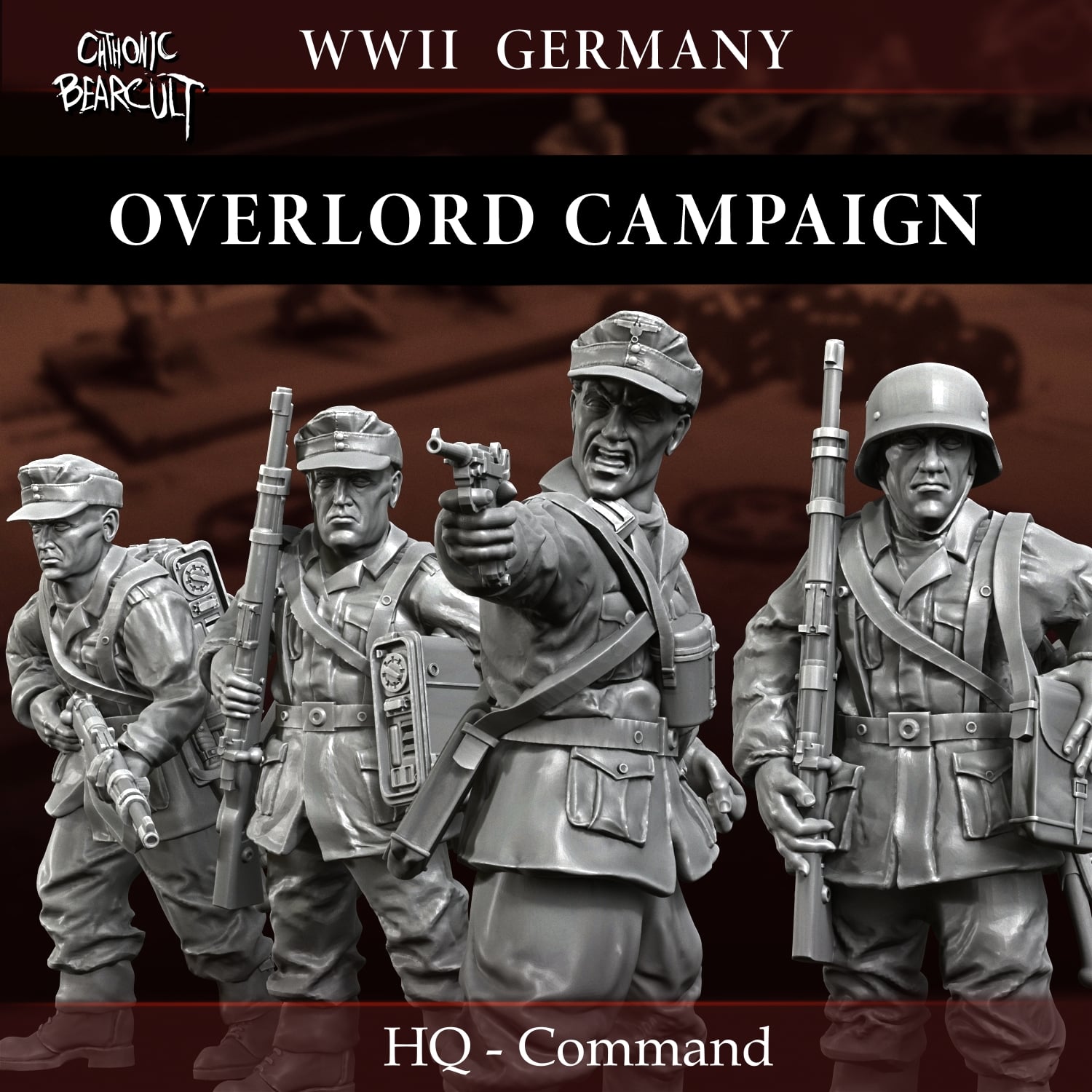 Ger HQ - Platoon Command Unit by Chthonic Bearcult Miniatures - Wargaming3D