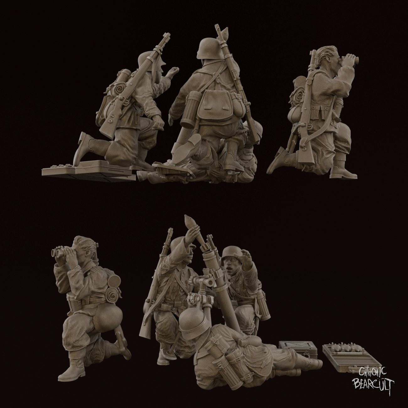 GER 8 cm GrW 34 Mortar Team by Chthonic Bearcult Miniatures - Wargaming3D