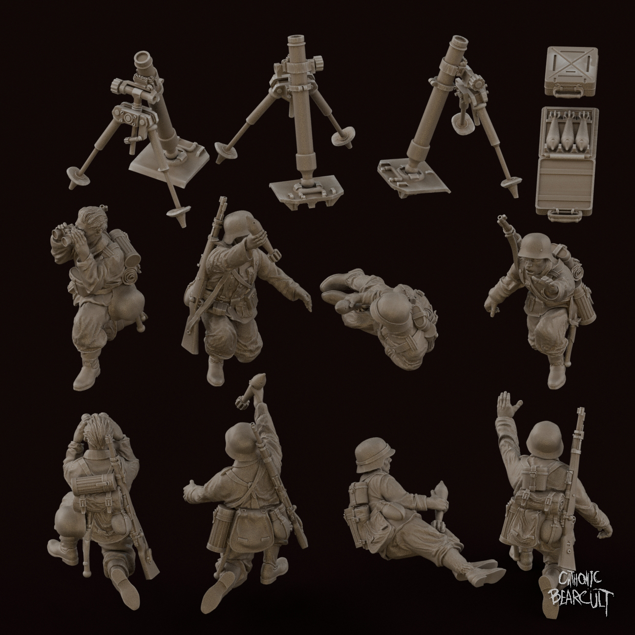 GER 8 cm GrW 34 Mortar Team by Chthonic Bearcult Miniatures - Wargaming3D