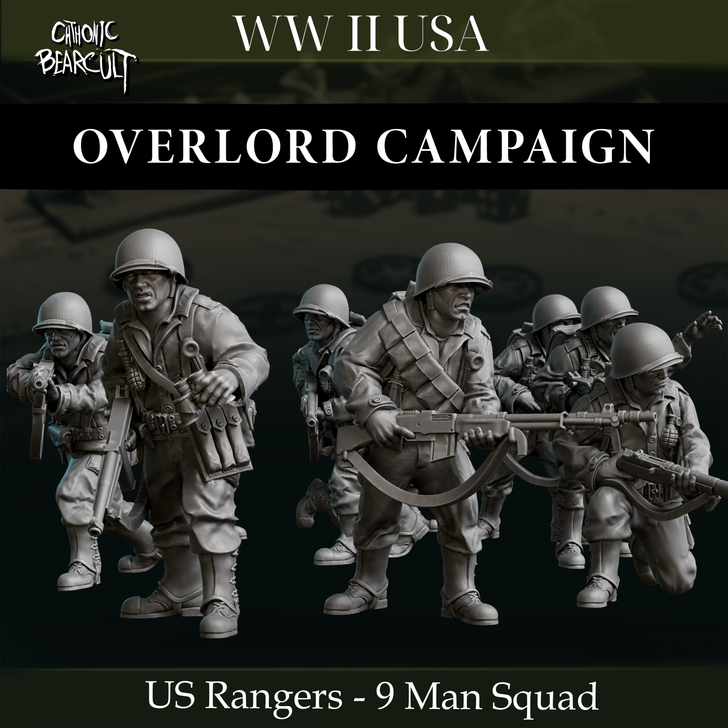 US Rangers - 9 Man Squad by Chthonic Bearcult Miniatures - Wargaming3D
