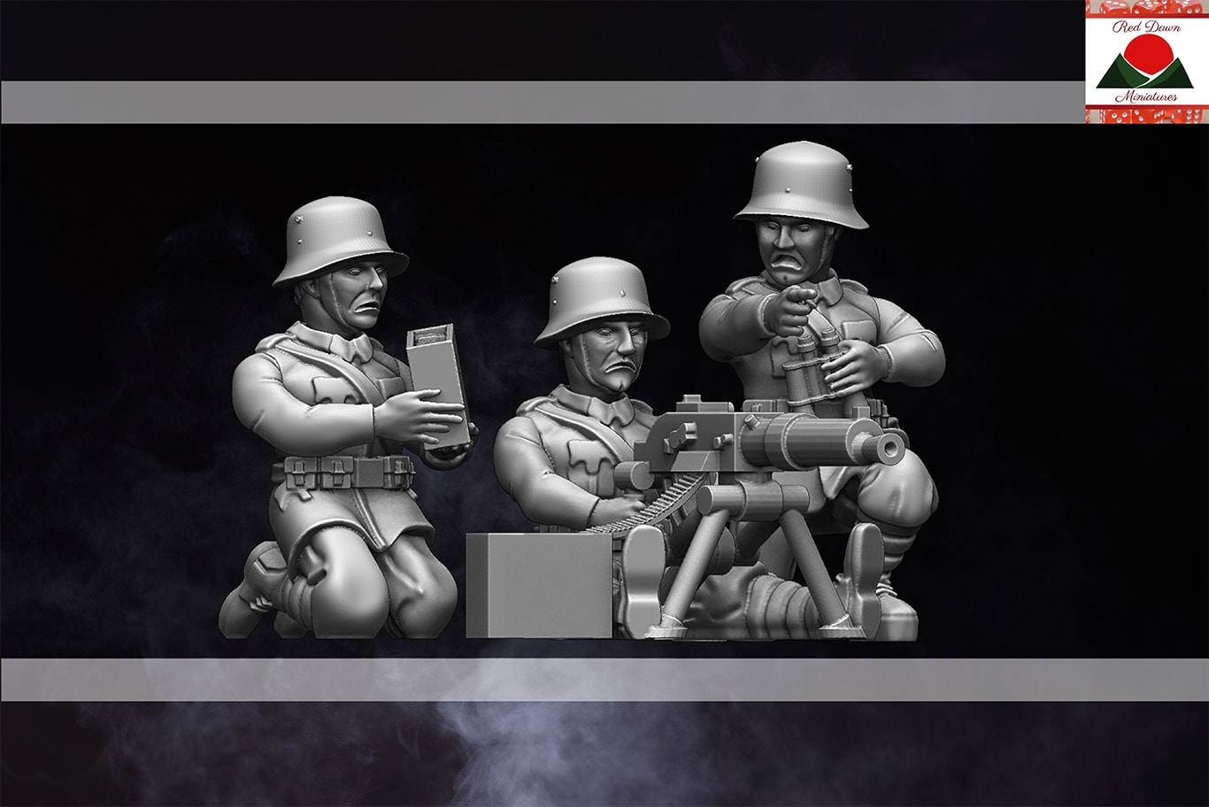 28MM WW1 Austria-Hungarian Machine Gun Team by Red Dawn 3D Miniatures ...