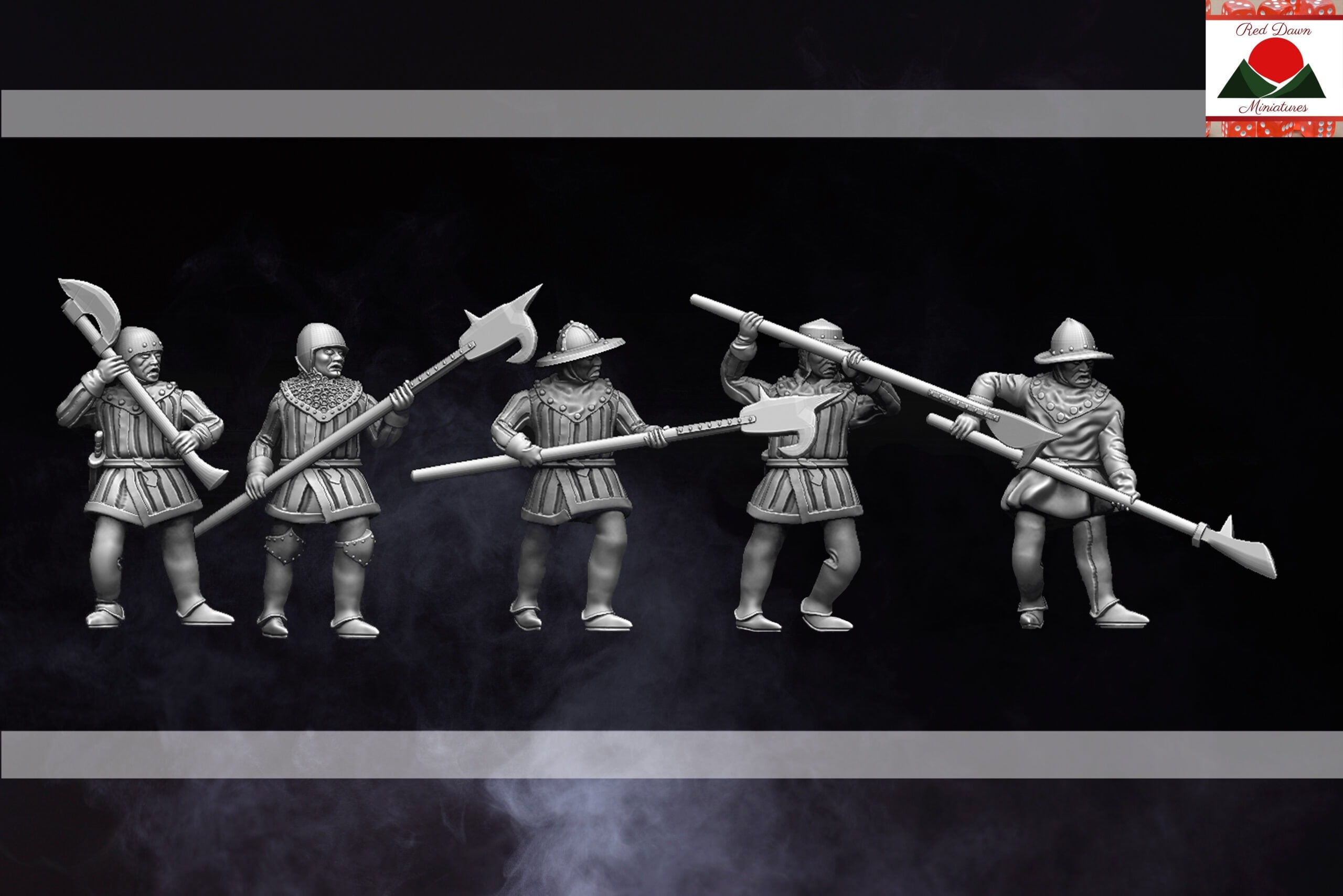 28mm Medieval Halberdier and Polearm Infantry by Red Dawn 3D Miniatures ...