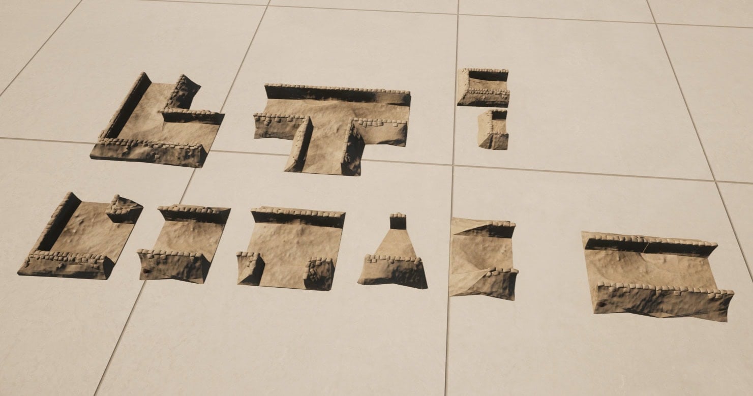 Modular Sand Trench Set by Gametree 3d Print Scenics - MiniHoarder