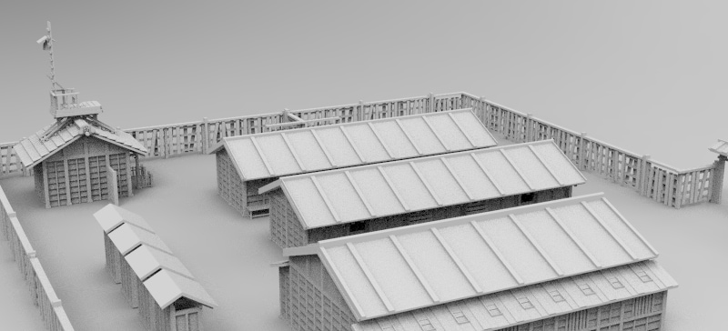 28 mm Japan Old Town Fenced Compound by Studio Grozny - Wargaming3D