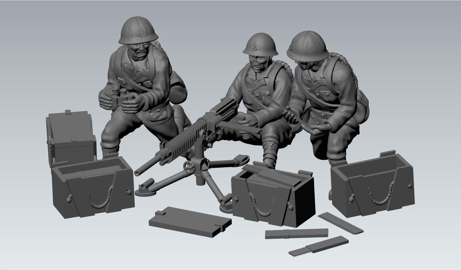 28 mm Japan SNLF MMG type 92 and crew by Studio Grozny - Wargaming3D