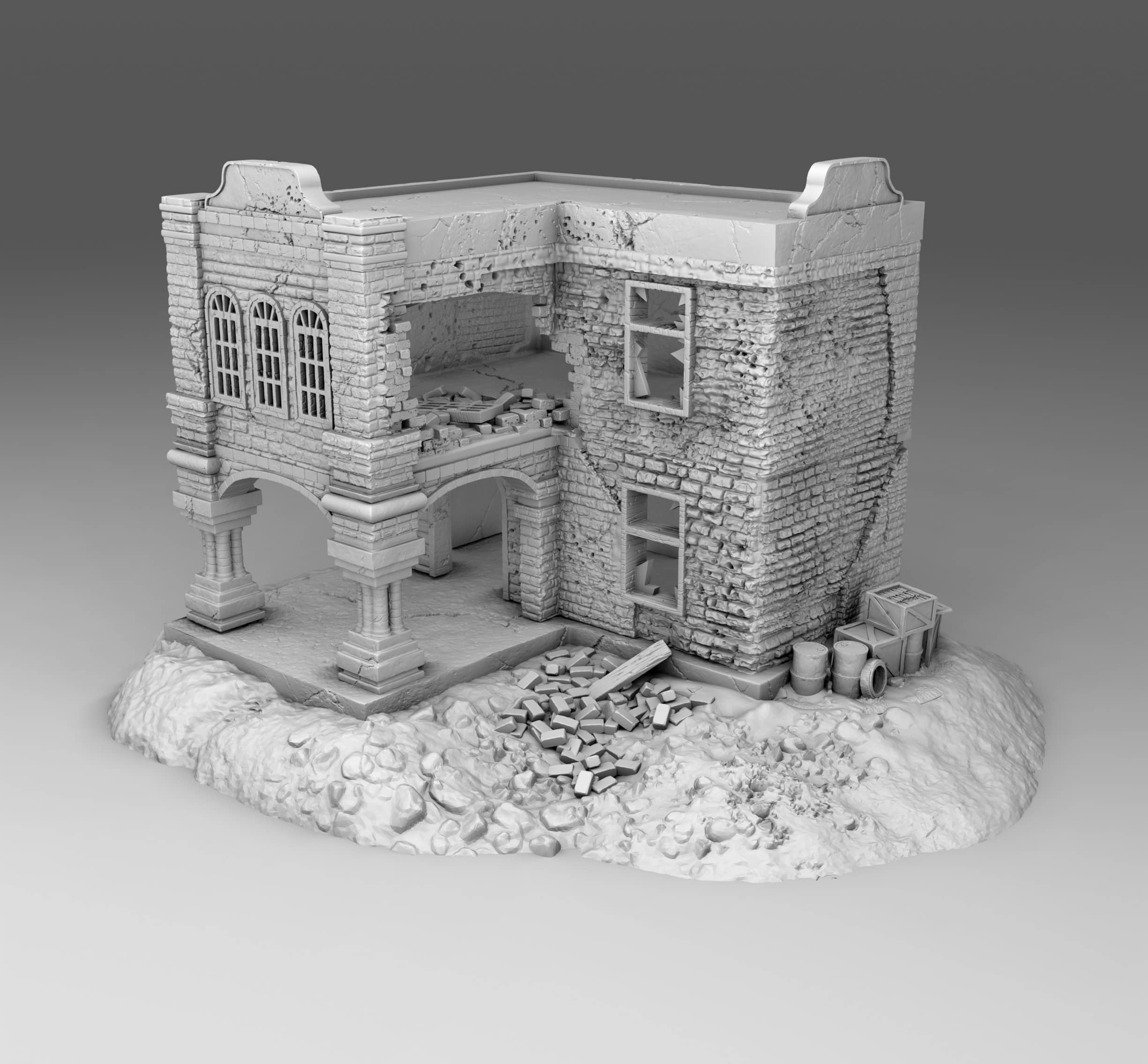 28 mm Damaged Arab Building 03 by Studio Grozny - Wargaming3D