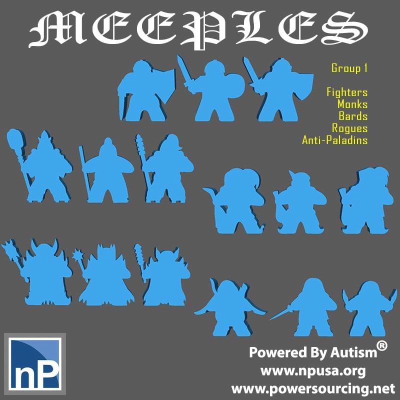 Fantasy Meeples - Set 1 by nonPareil Institute / PowerSourcing - MiniHoarder