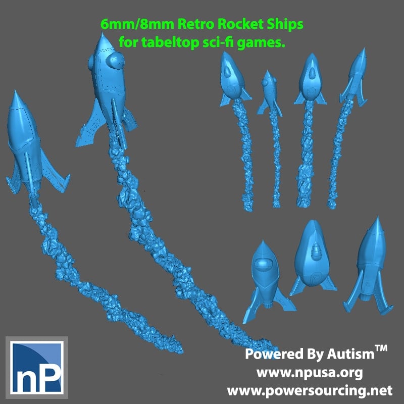 6mm Scale Rocket ships for SciFi Wargames, pack 1 by NonPareil ...