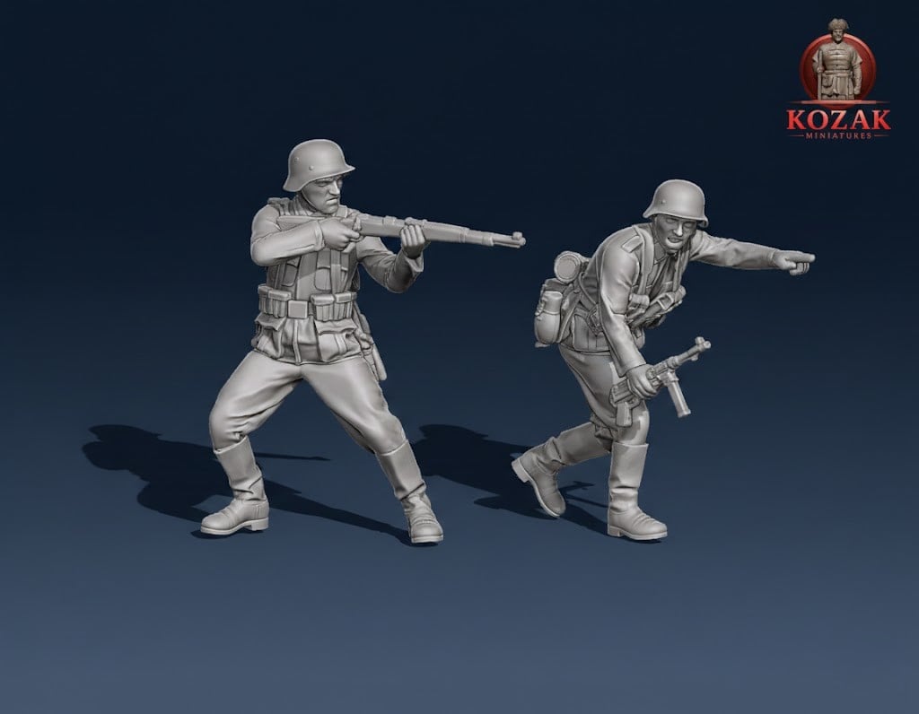 ww2 early war german infantry firing scene by Kozak - Wargaming3D