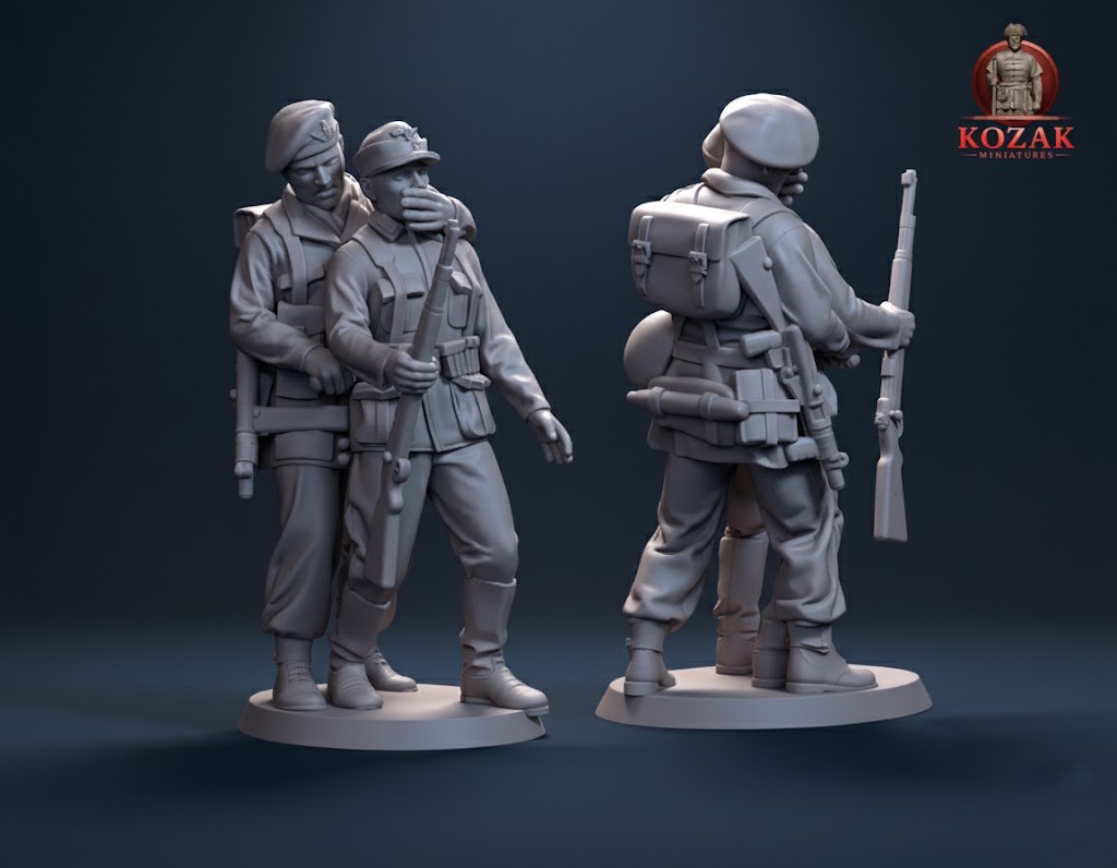 ww2 british paratroopers silent kill scene in berets by Kozak - Wargaming3D
