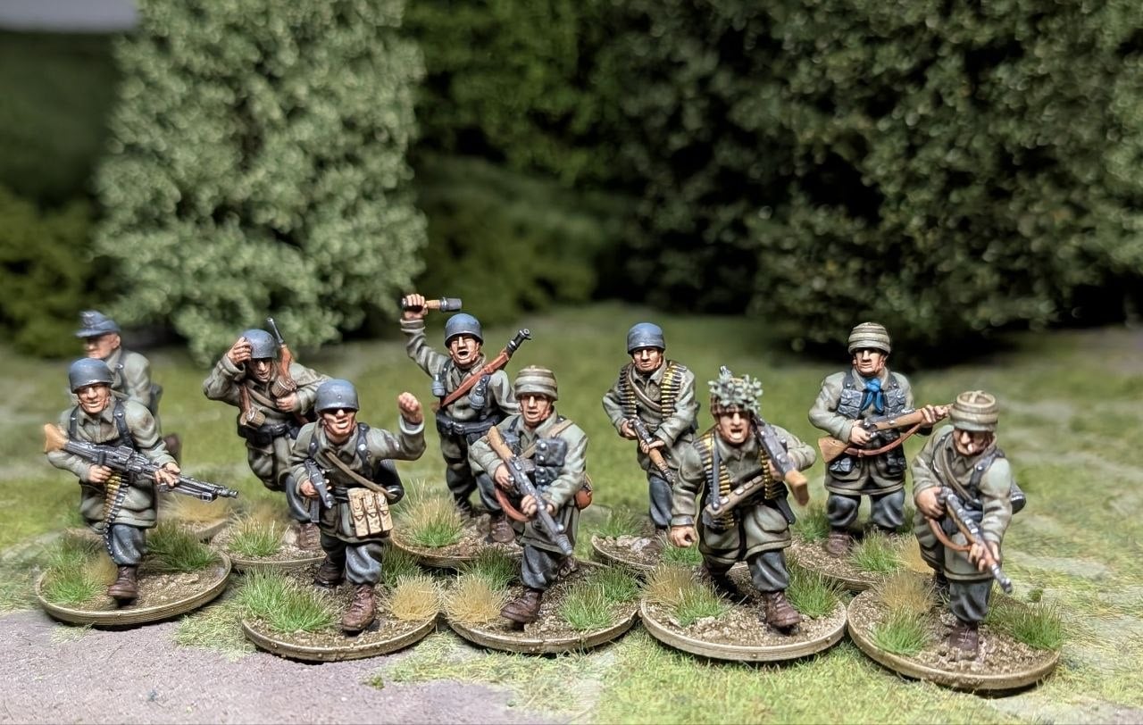 WW2 28mm German Fallschirmjager Complete Squad with modulhead option ...