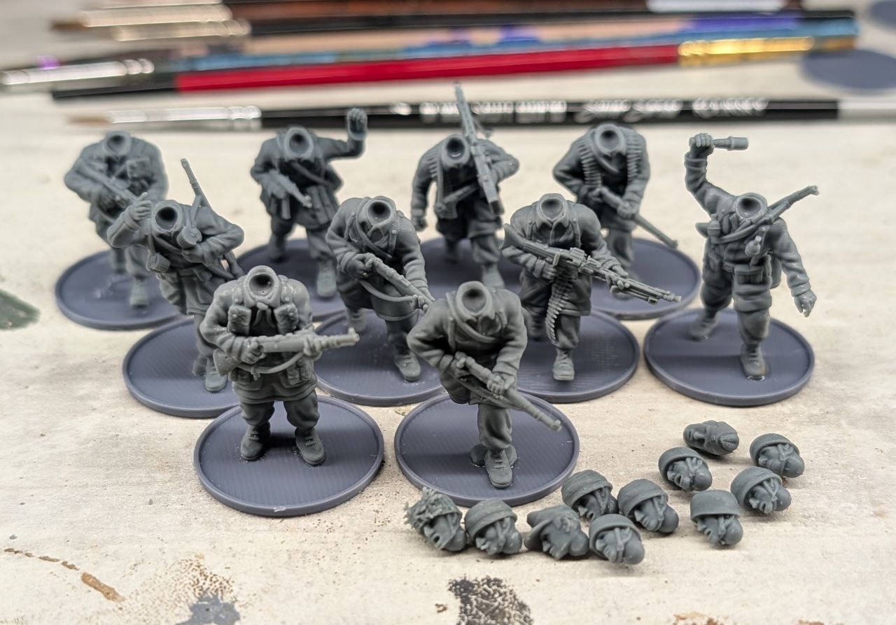 WW2 28mm German Fallschirmjager Complete Squad with modulhead option ...