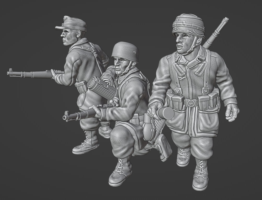 28mm German Fallschirmjager Rifle team 3 by Colonel Muller Miniatures ...