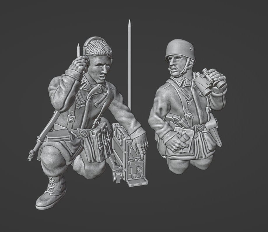 28mm Fallschirmjager radio operators (2 miniatures and radio variants ...