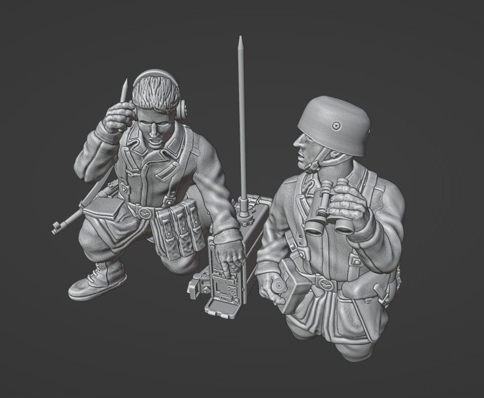 28mm Fallschirmjager radio operators (2 miniatures and radio variants ...