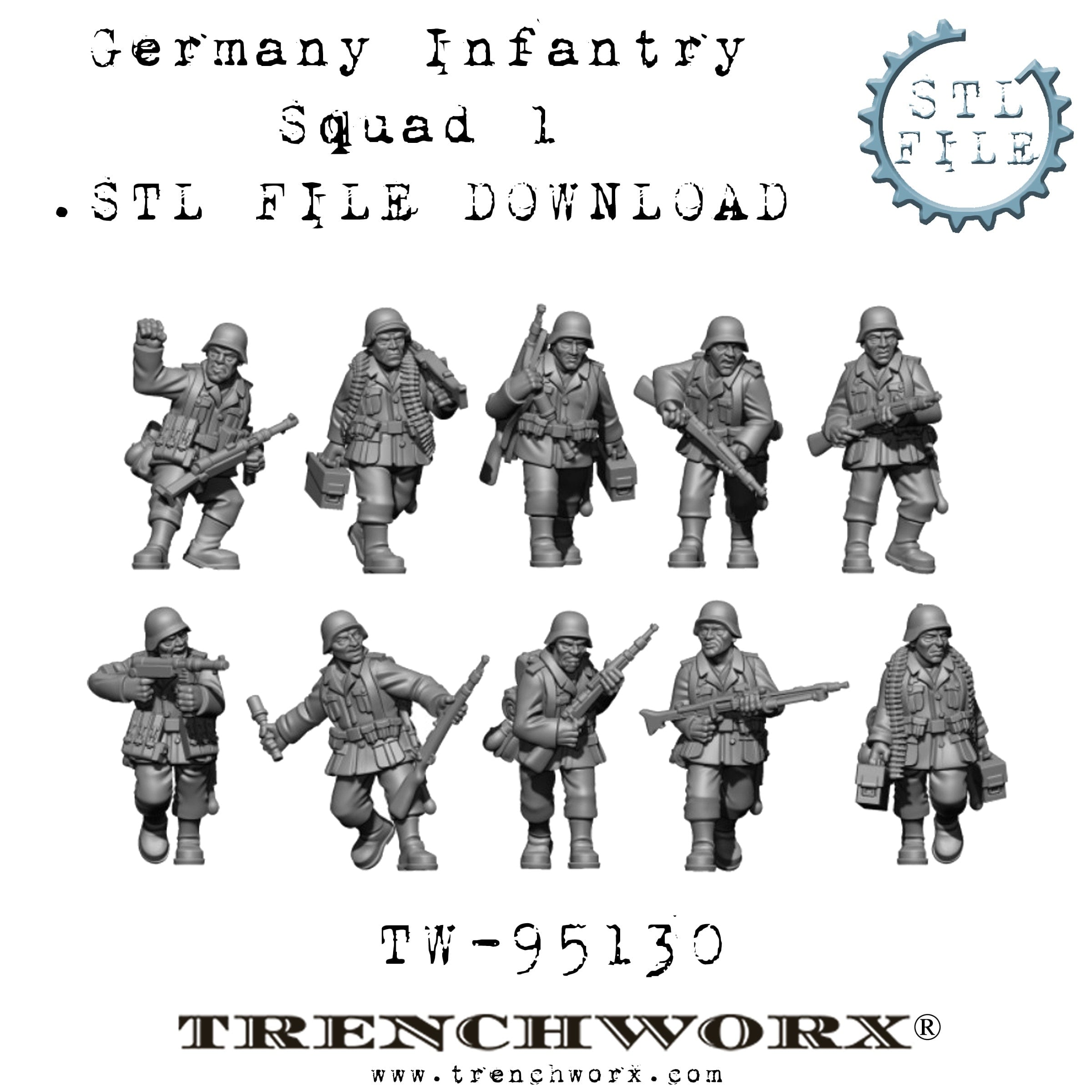 WW2 German Infantry Squad #1 by Trenchworx - Wargaming3D