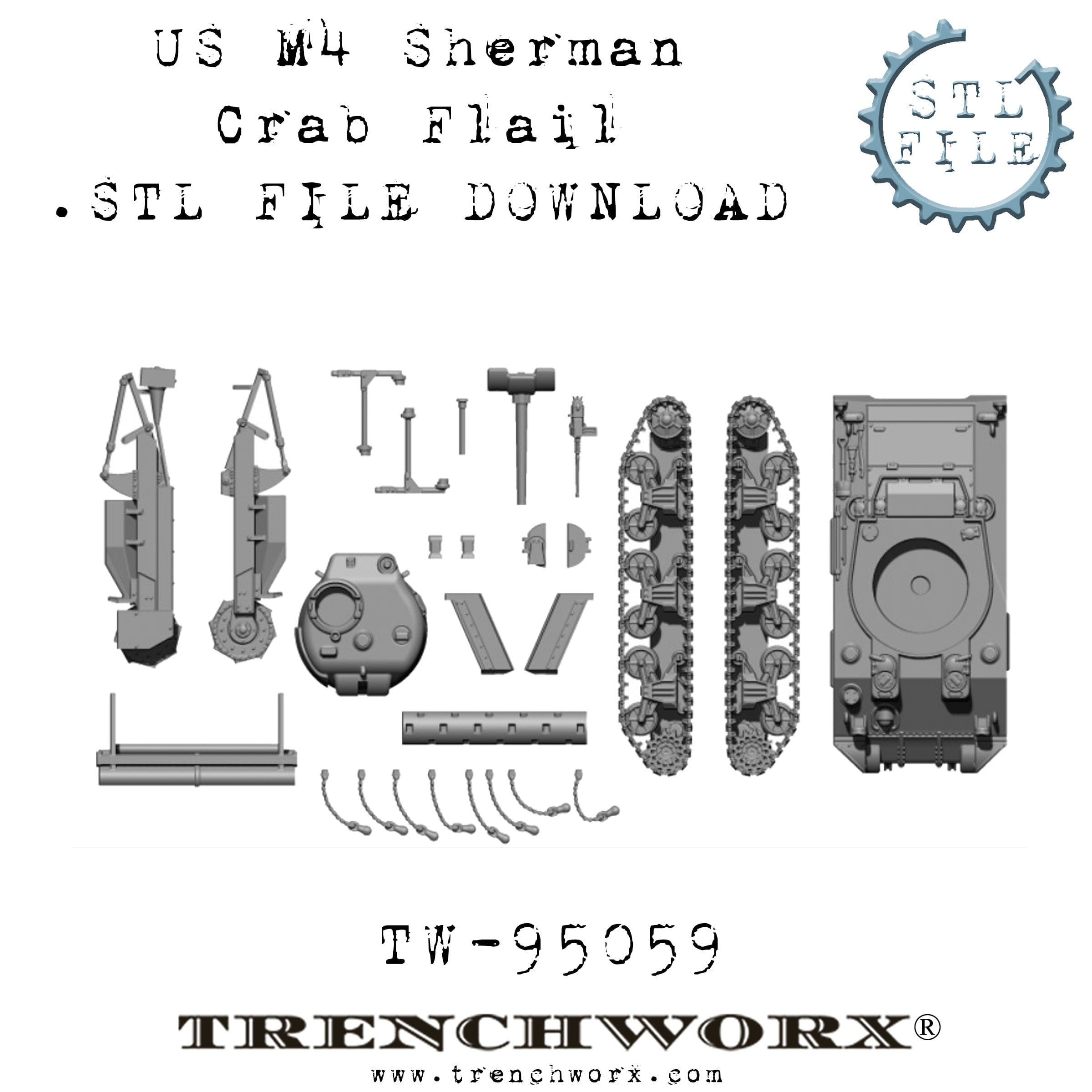 M4 Sherman Crab Flail by Trenchworx - Wargaming3D