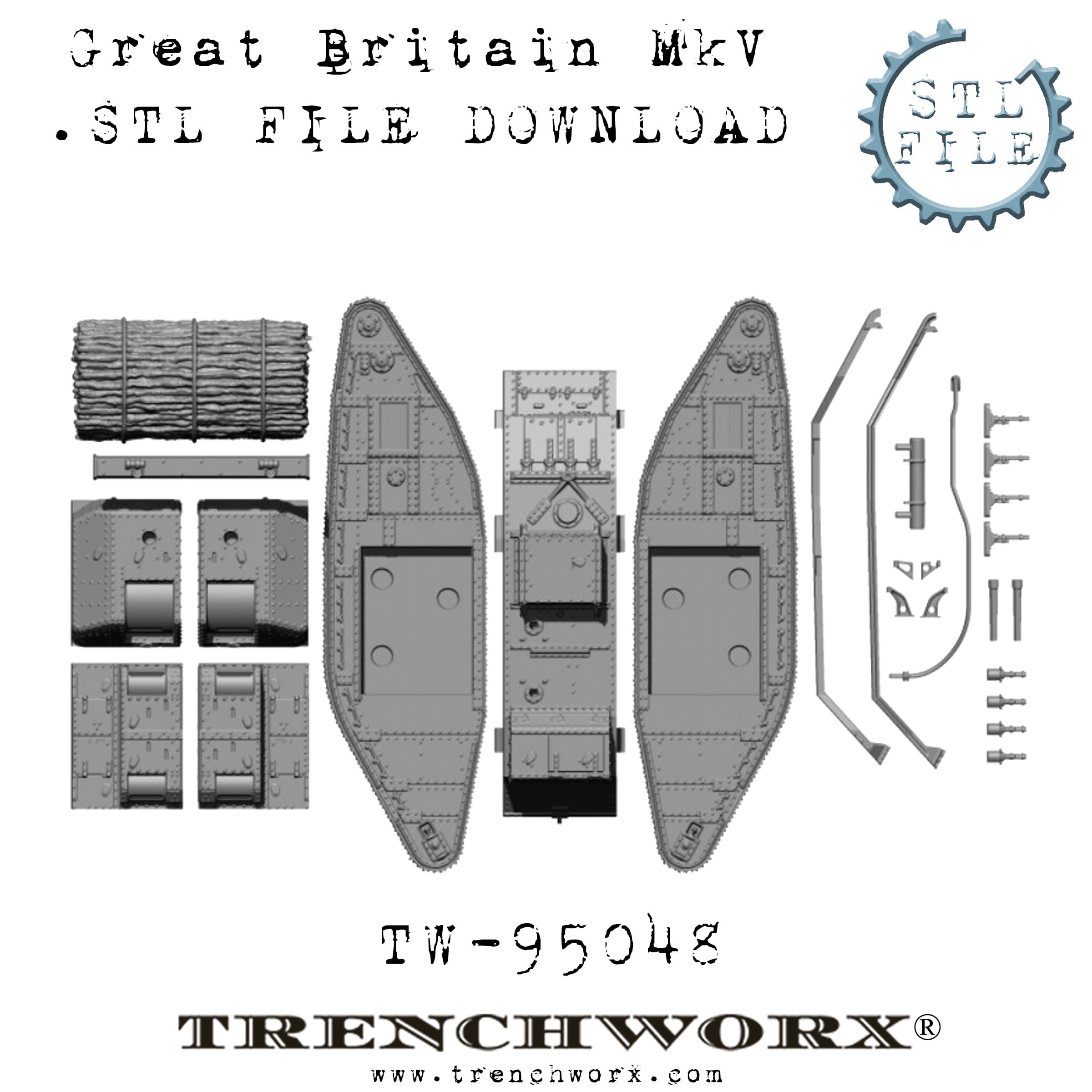 British Mark V Male/Female tank by Trenchworx - Wargaming3D