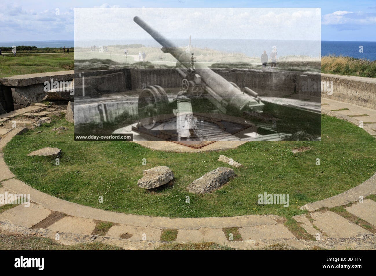 WW2 D-Day Atlantic Wall German Bunker - open gun pit emplacement for 15 ...