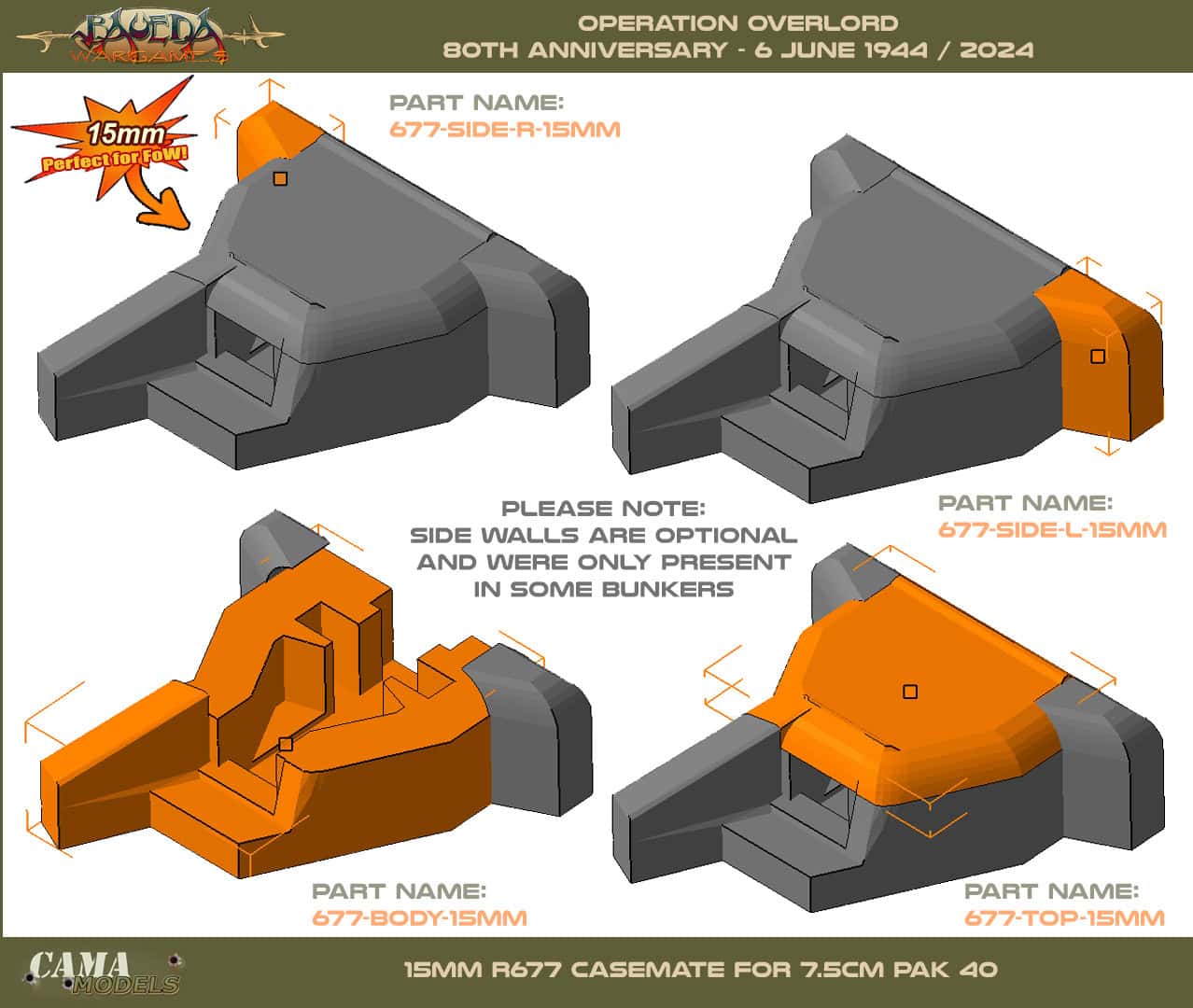 WW2 D-Day Atlantic Wall German Bunker - R677 casemate for 7.5cm Pak 40 ...