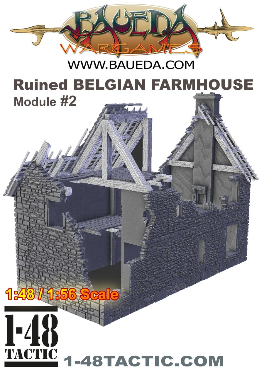 STL-48ASR02 Ruined rural farmhouse SUPER DETAILED 28mm 1:56 / 1:48 / 1: ...