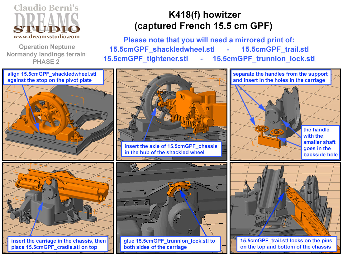 1:56 (28mm) to 1:32 (54mm) highly detailed stl 15.5 cm K418(f) howitzer ...