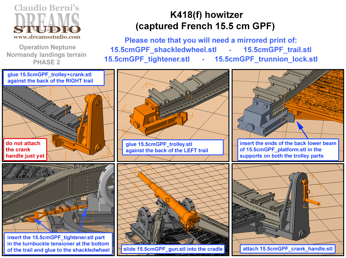 1:56 (28mm) to 1:32 (54mm) highly detailed stl 15.5 cm K418(f) howitzer ...