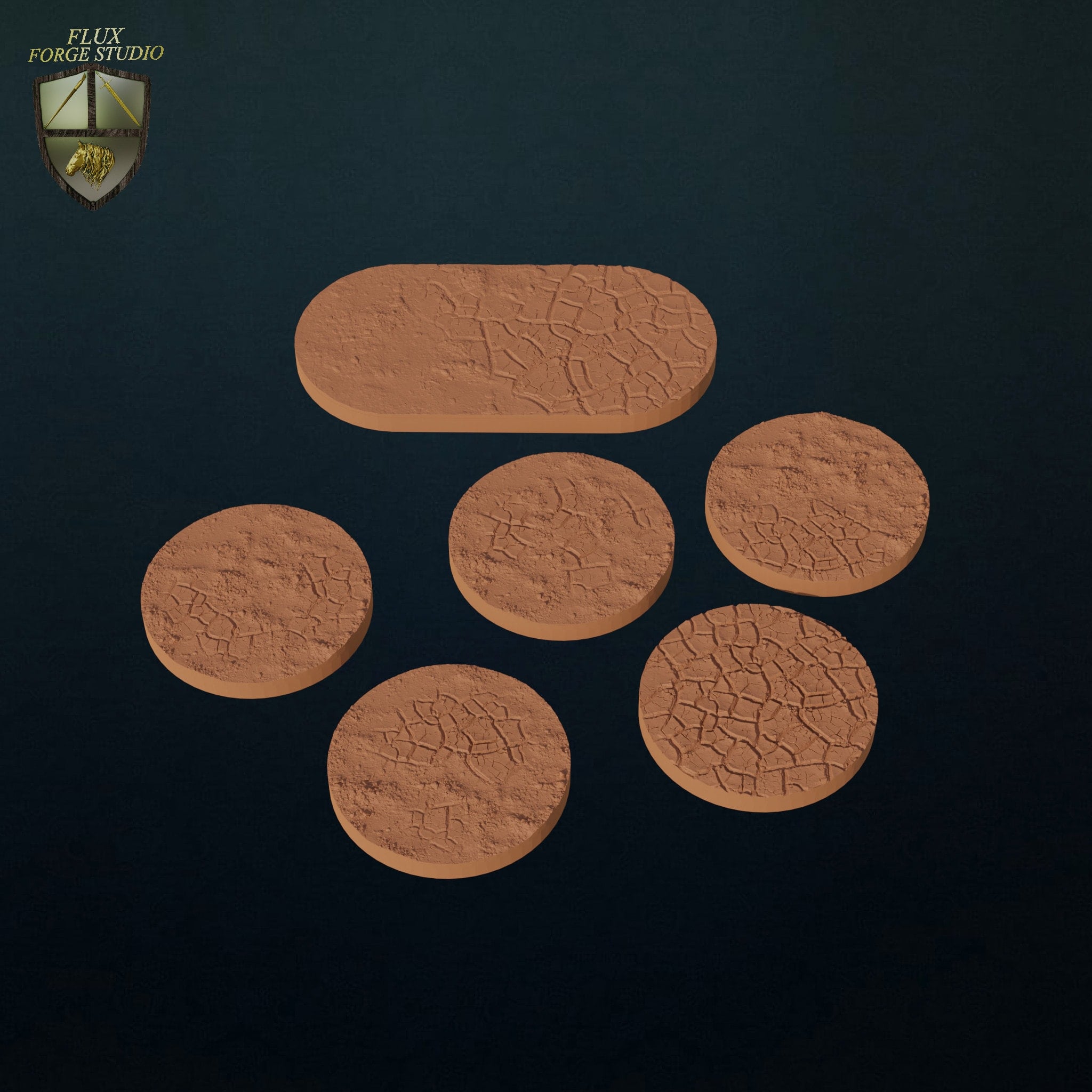 Cracked Mud Bases & Toppers - 25mm Set by Flux Forge Studio - Wargaming3D