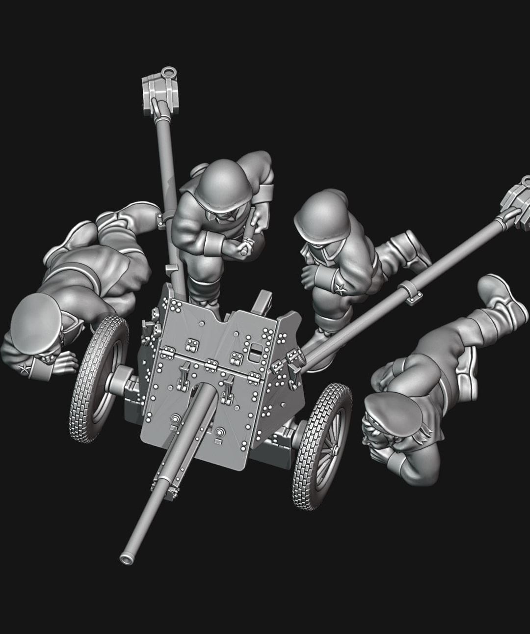 Soviet Naval Infantry 45mm M1937 Light AT Gun with Crew by Flank March ...