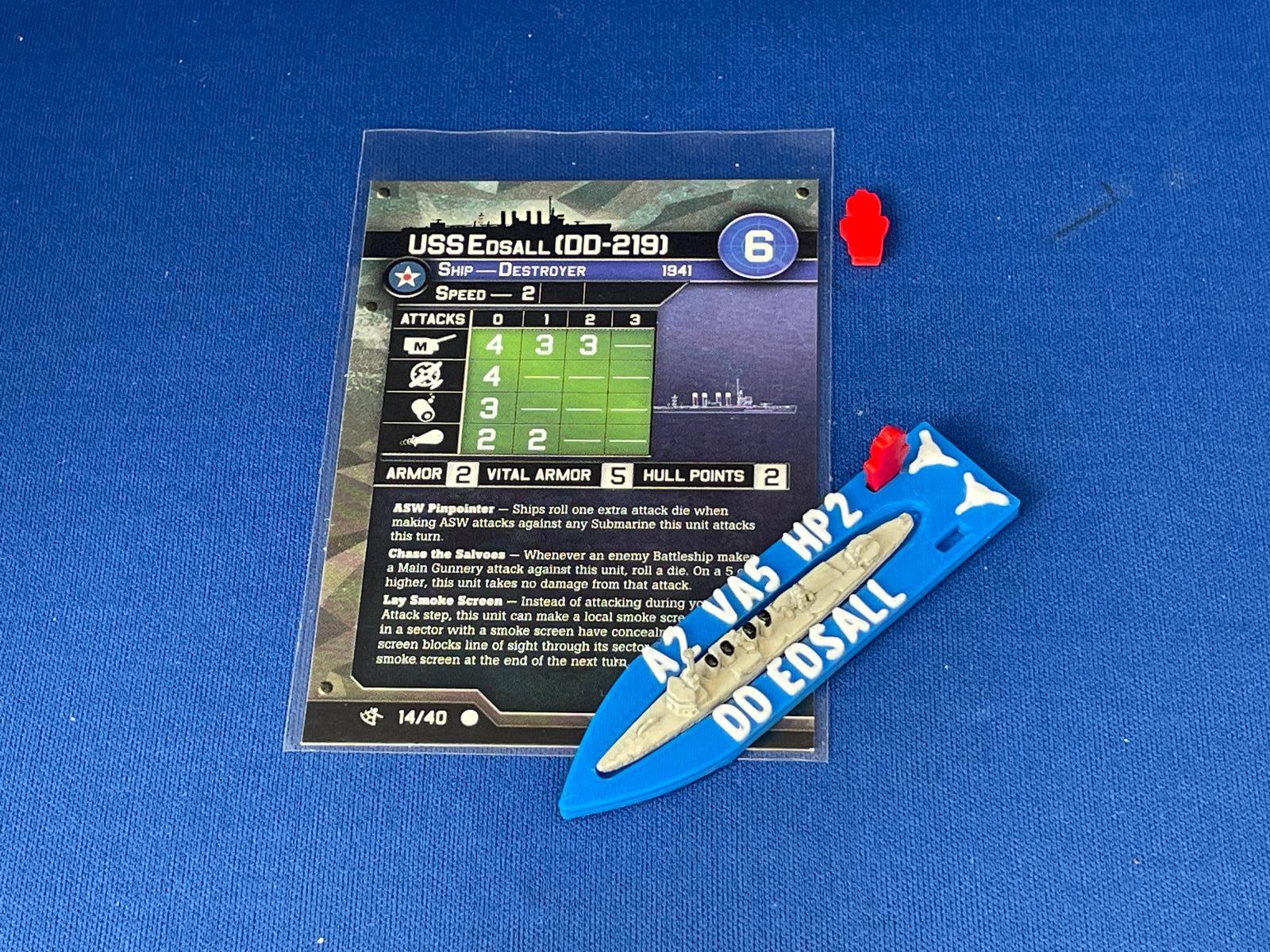 War at Sea USS Edsall Ship Base - Game Aid by The Fun Kingdom - Wargaming3D