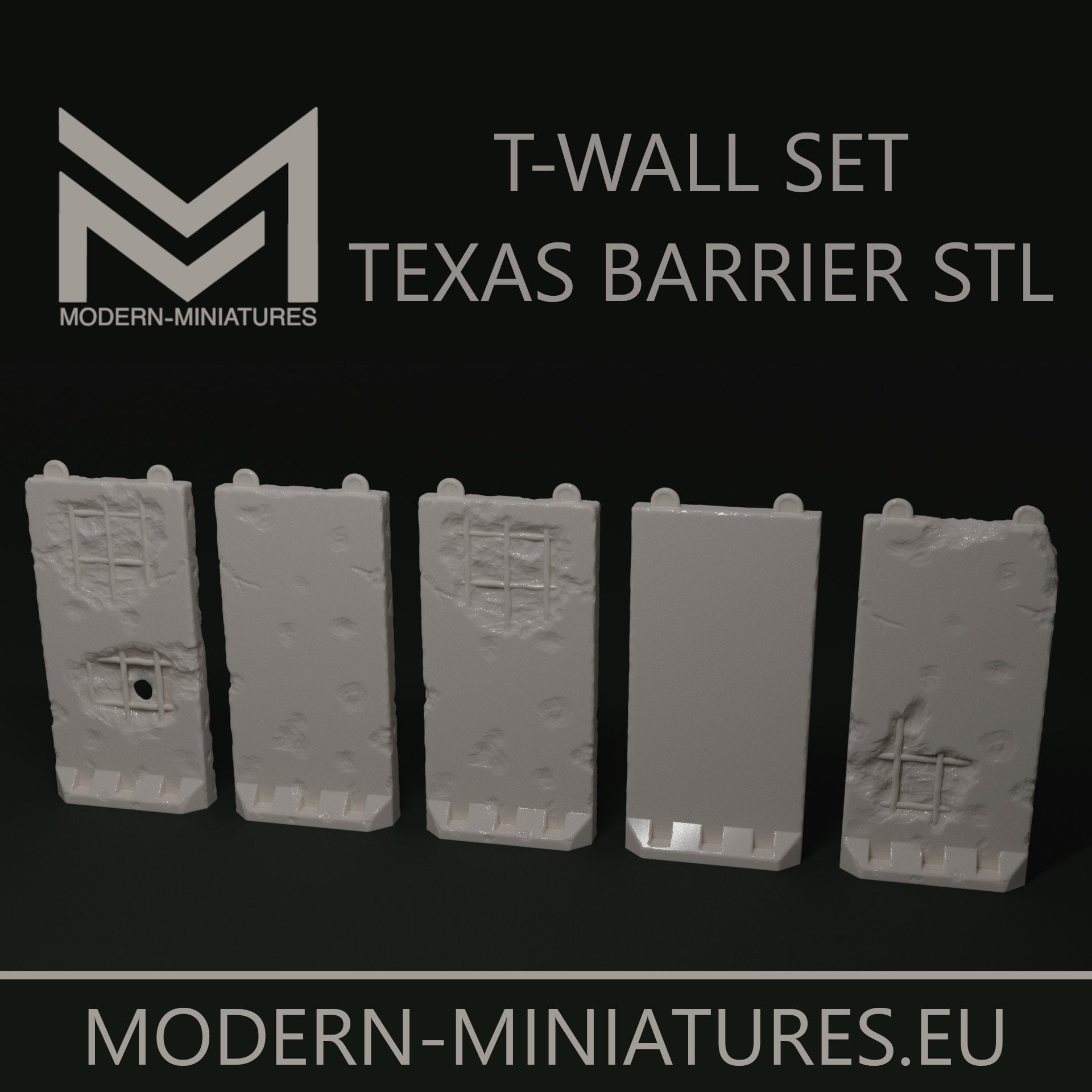 concrete T-Wall Texas Barrier set by Modern Miniatures EU - MiniHoarder
