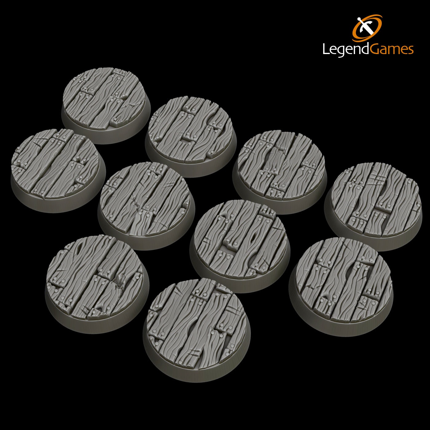 25mm Wooden Floor Bases x10 - Round by Legend Games - MiniHoarder